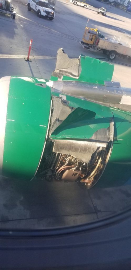 Frontier Airlines; Right hand engine cowl of an Airbus A320 broke loose ...